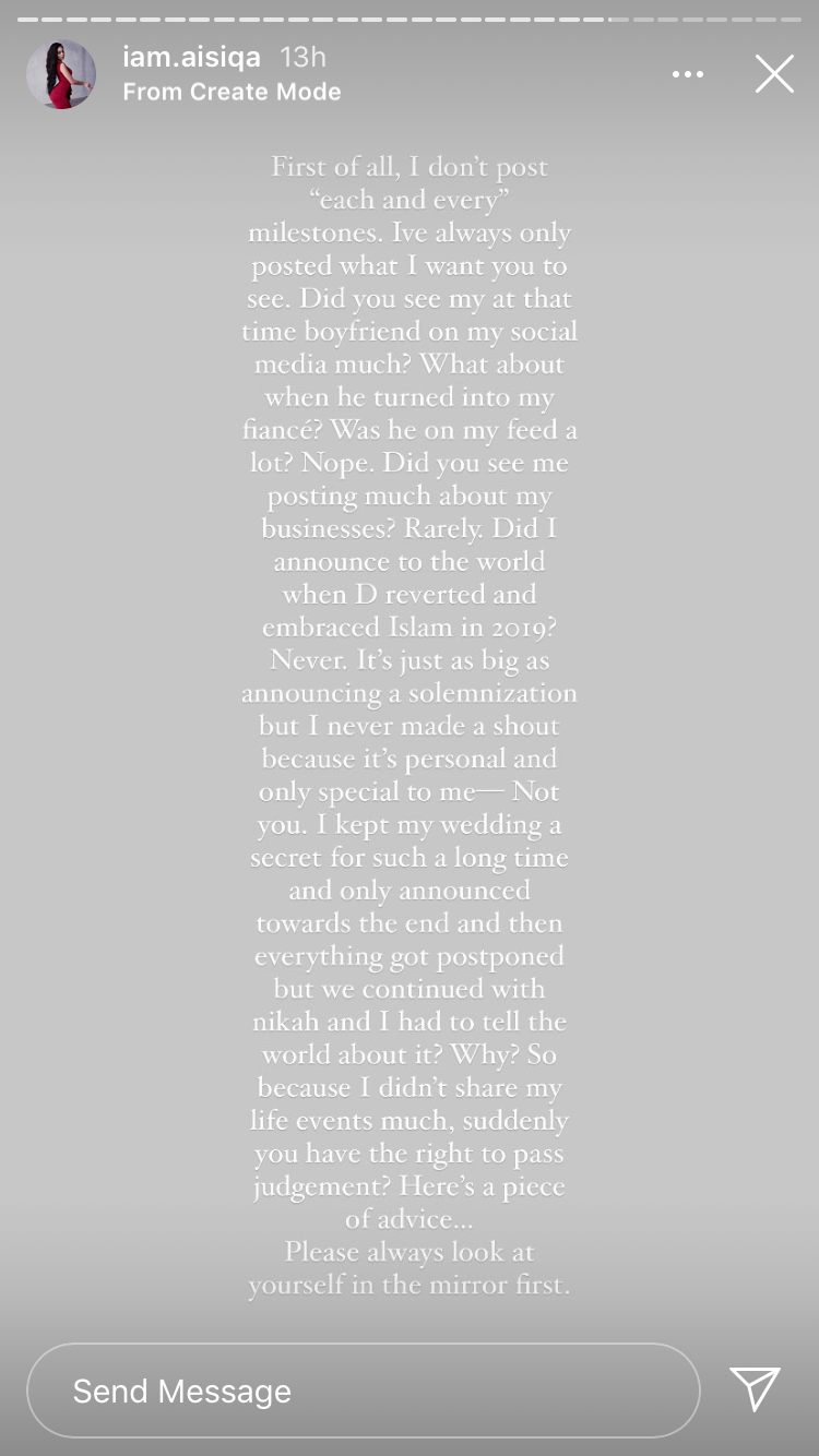 Aisiqa jawab soalan panas perkahwinannya di Instagram Story ...